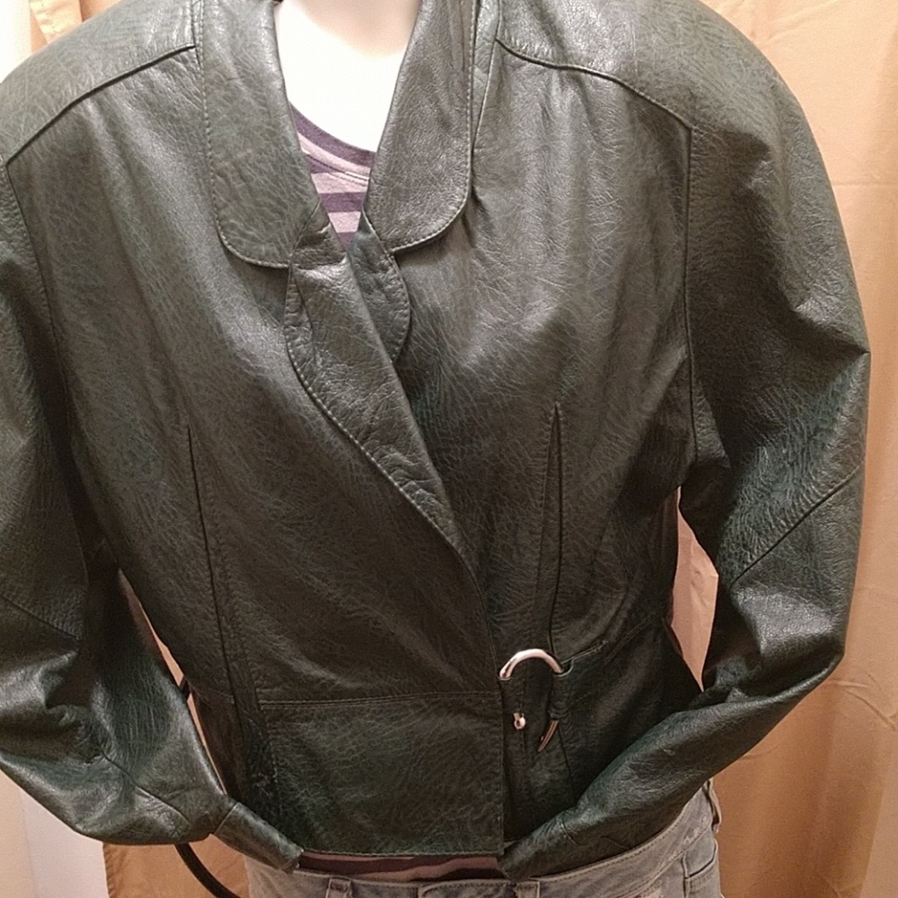 Vintage Green Leather Jacket - Gem